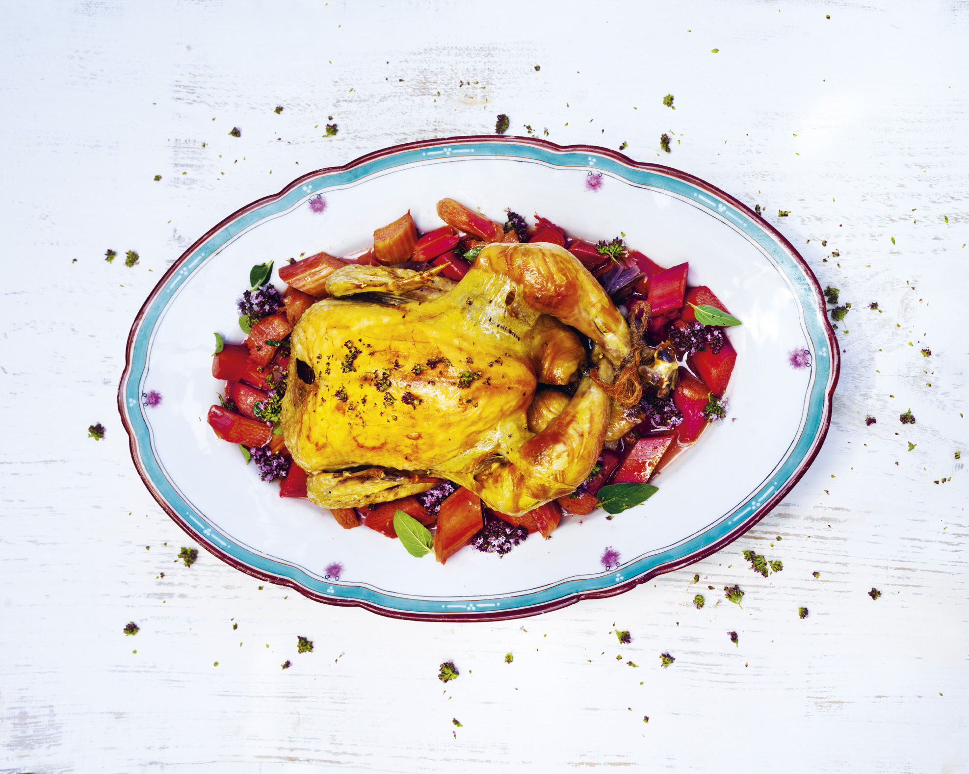 Kuře pečené na rebarboře - Culina Botanica